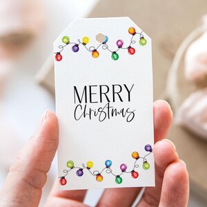 Merry Christmas Tag, Printable Merry Christmas Favor Tags, Colorful ...