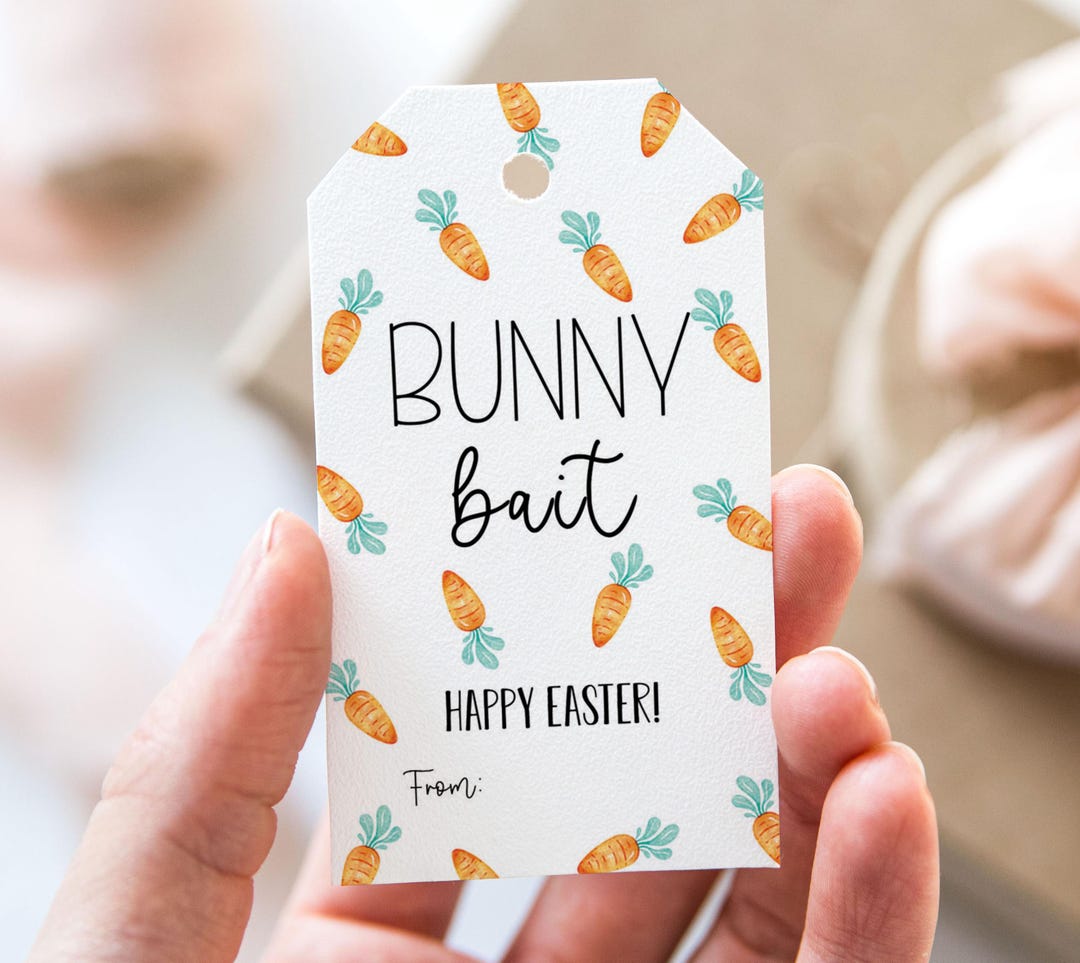 Bunny Bait Carrots Tag, Printable Happy Easter Favor Tags, Carrot ...