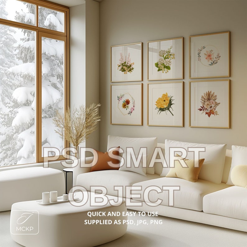 6 Frame Mockup Wood Frame Gallery Mockup Interior Mock up Bring Your ...