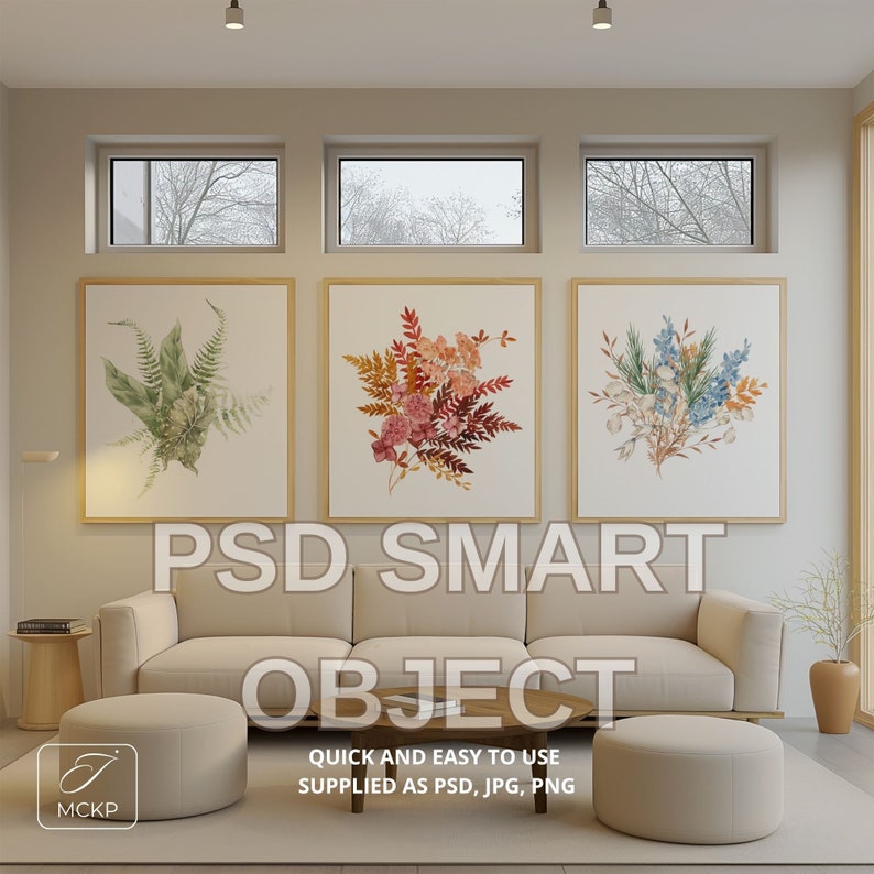 Three Frame Poster Mockup 3 Frame Mockup Living Room 3 Frames for ...