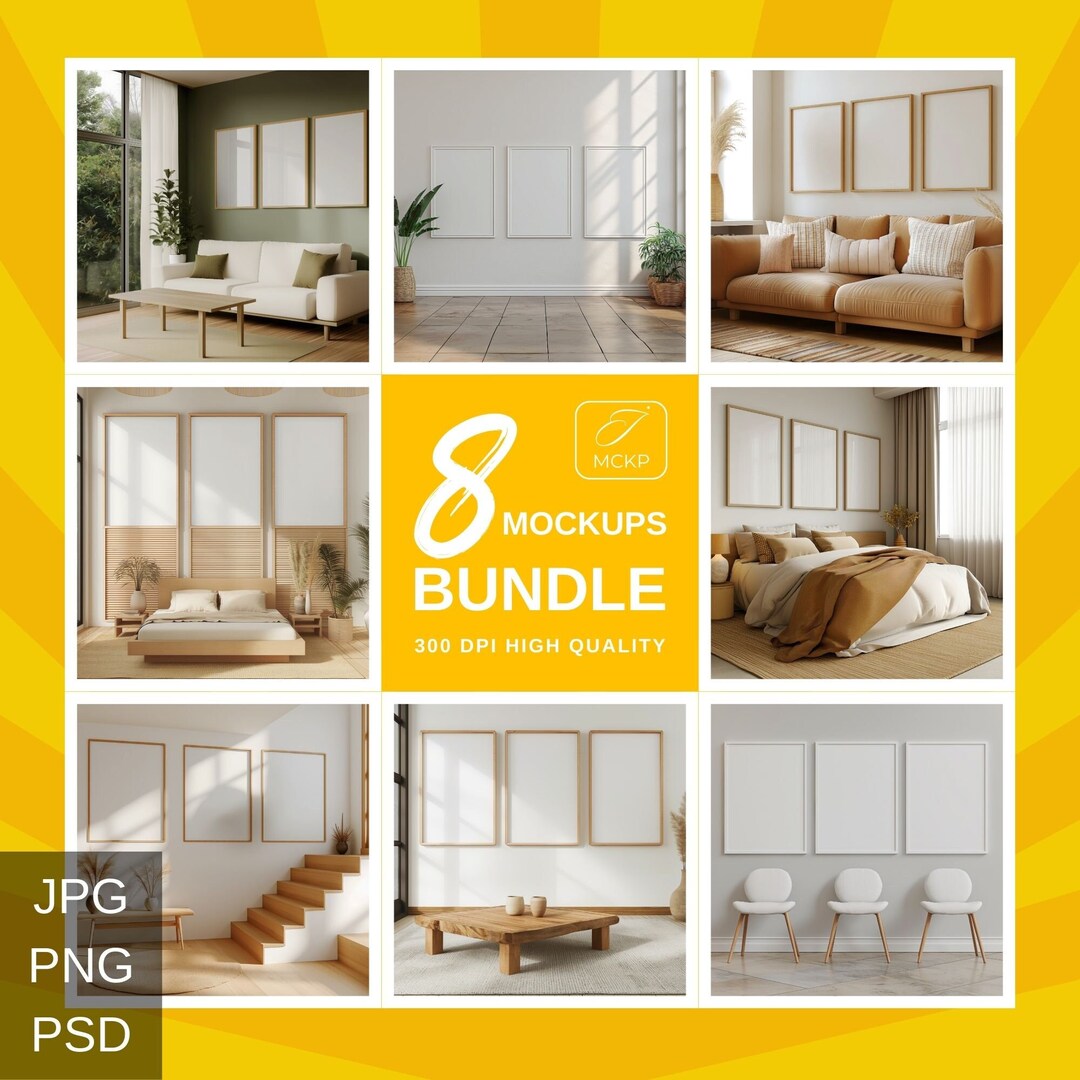 PSD Poster Mockup Bundle Vertical Frame Mockup Canva Bundle Picture ...