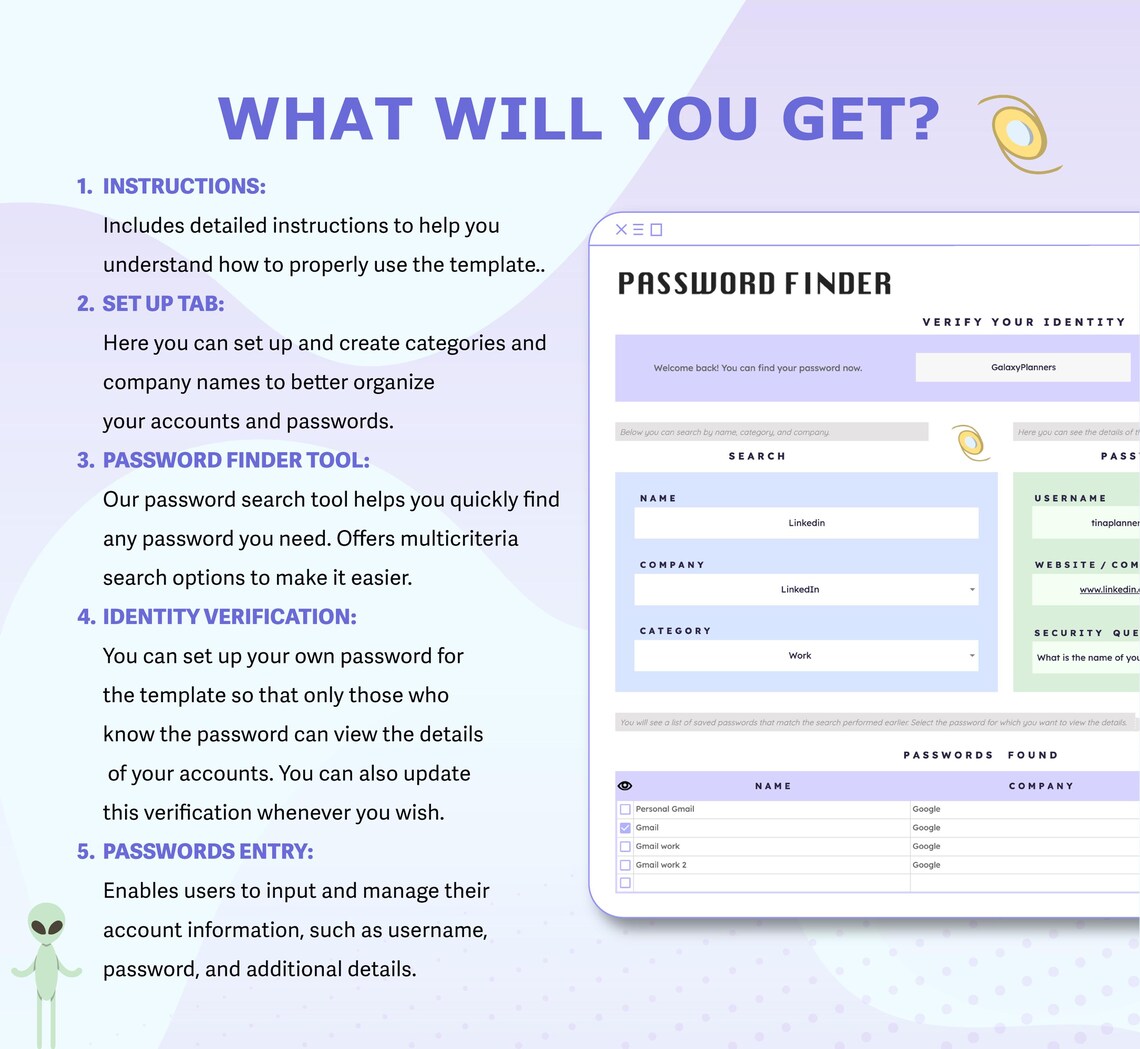 Password Tracker | Password Management Tool | Spreadsheet Template for ...