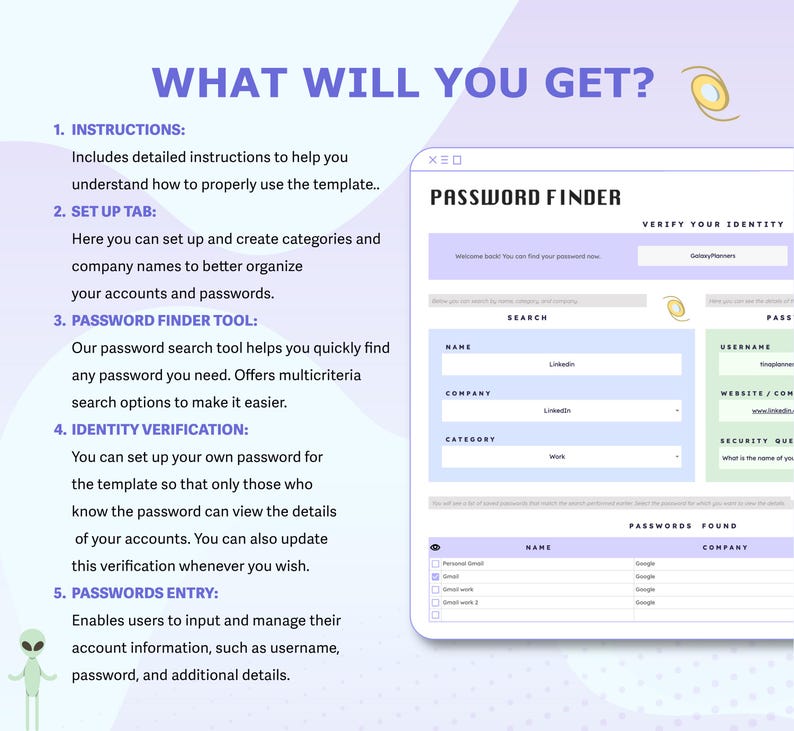 Password Tracker | Password Management Tool | Spreadsheet Template for ...