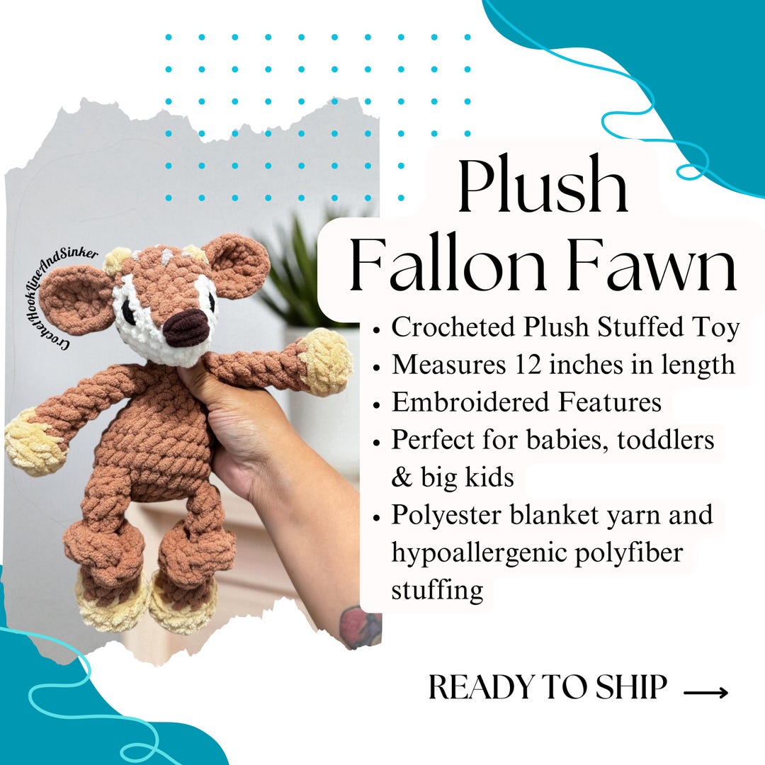 READY TO SHIP - Crochet Plush Fallon Fawn Deer | Handmade Crochet Plush ...