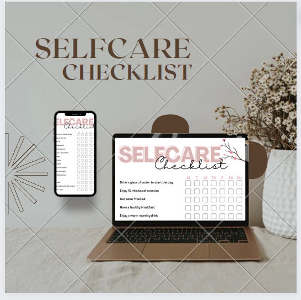 Self Care Checklist, Printable Digital PDF Wellness Planner, Self Care ...