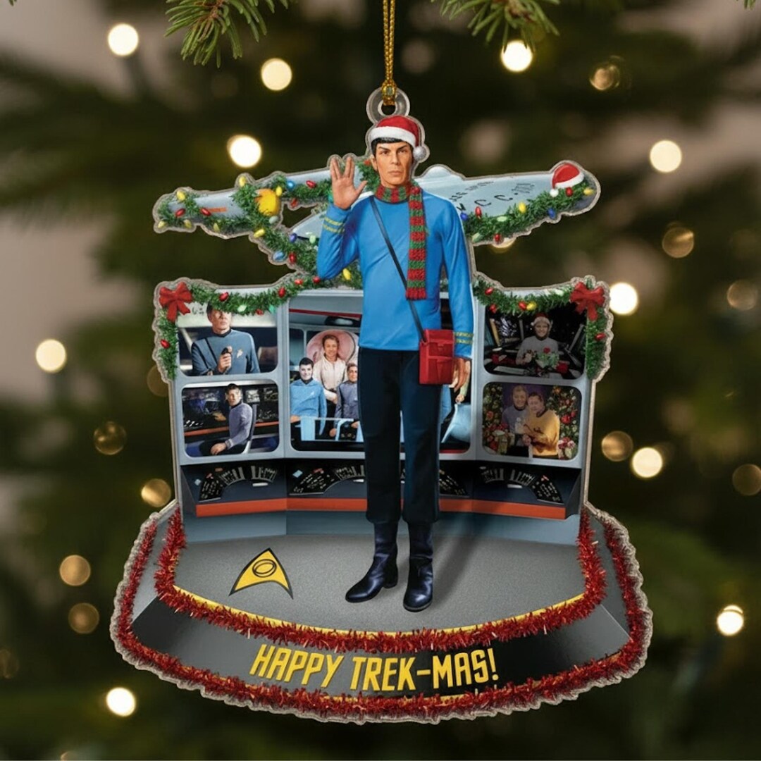 Mr. Spock Happy Trek-mas Christmas Ornament, Spock Starship Xmas Tree ...