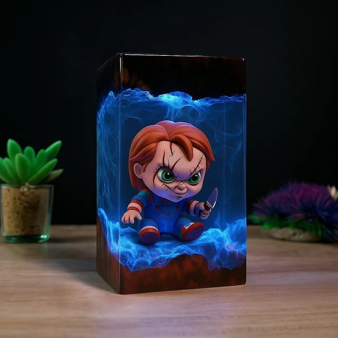 Cute Chucky Resin Lamp, Horror Doll Night Light, Funny Scary Character ...
