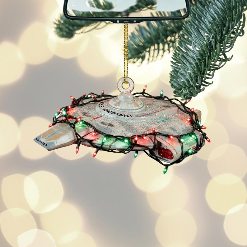 U.S.S. Defiant NX-74205 Christmas Ornament, Sci-fi Spaceship Xmas Tree ...