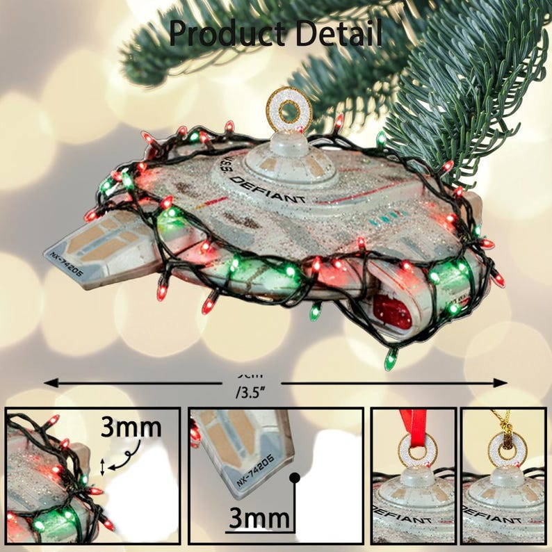 U.S.S. Defiant NX-74205 Christmas Ornament, Sci-fi Spaceship Xmas Tree ...