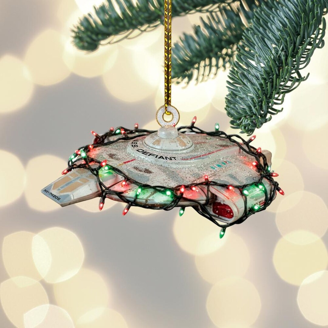 U.S.S. Defiant NX-74205 Christmas Ornament, Sci-fi Spaceship Xmas Tree ...