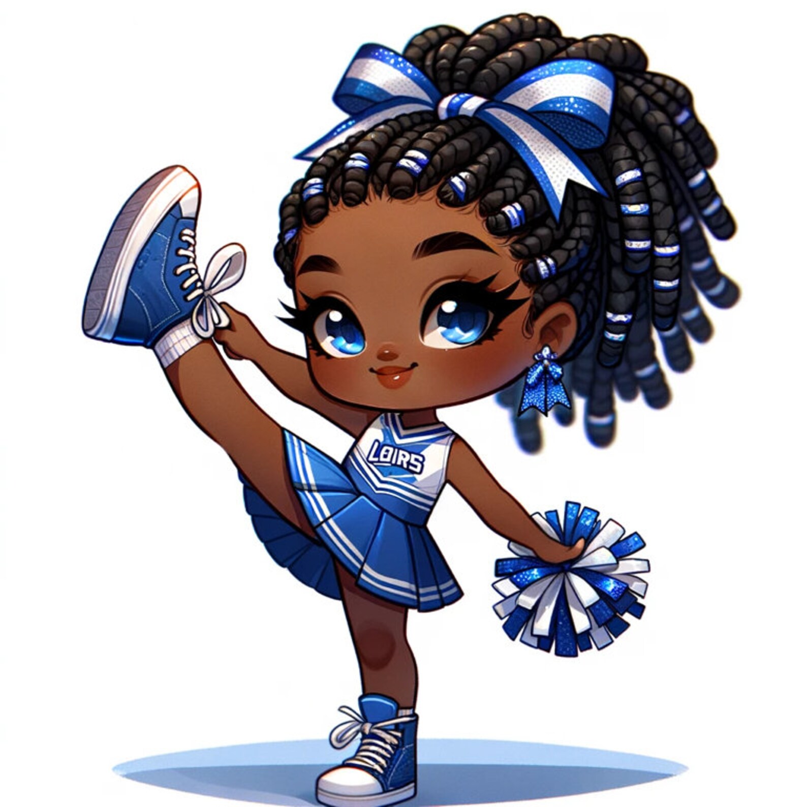 Black Girl Cheerleader, Kiss Cut Sticker Sheet, Cheerleader Team Colors ...
