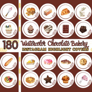 Bakery Instagram Highlight Covers, Watercolor Desserts IG Highlight ...