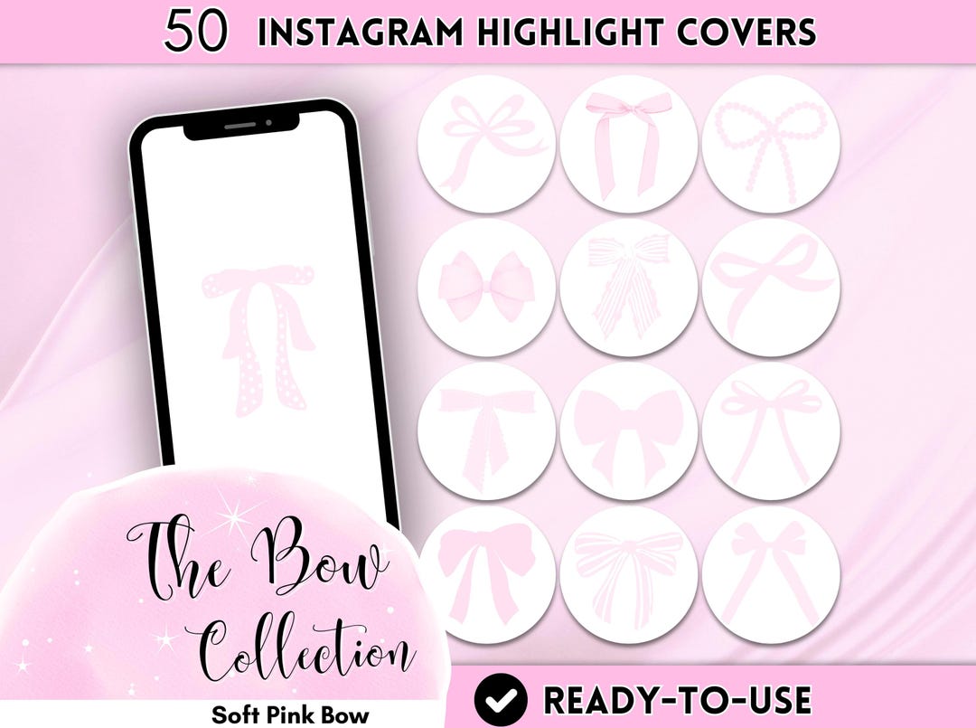 50 Soft Pink Bow Instagram Highlight, Coquette Bows Aesthetic Insta ...