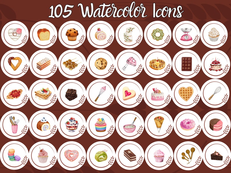 Bakery Instagram Highlight Covers, Watercolor Desserts IG Highlight ...