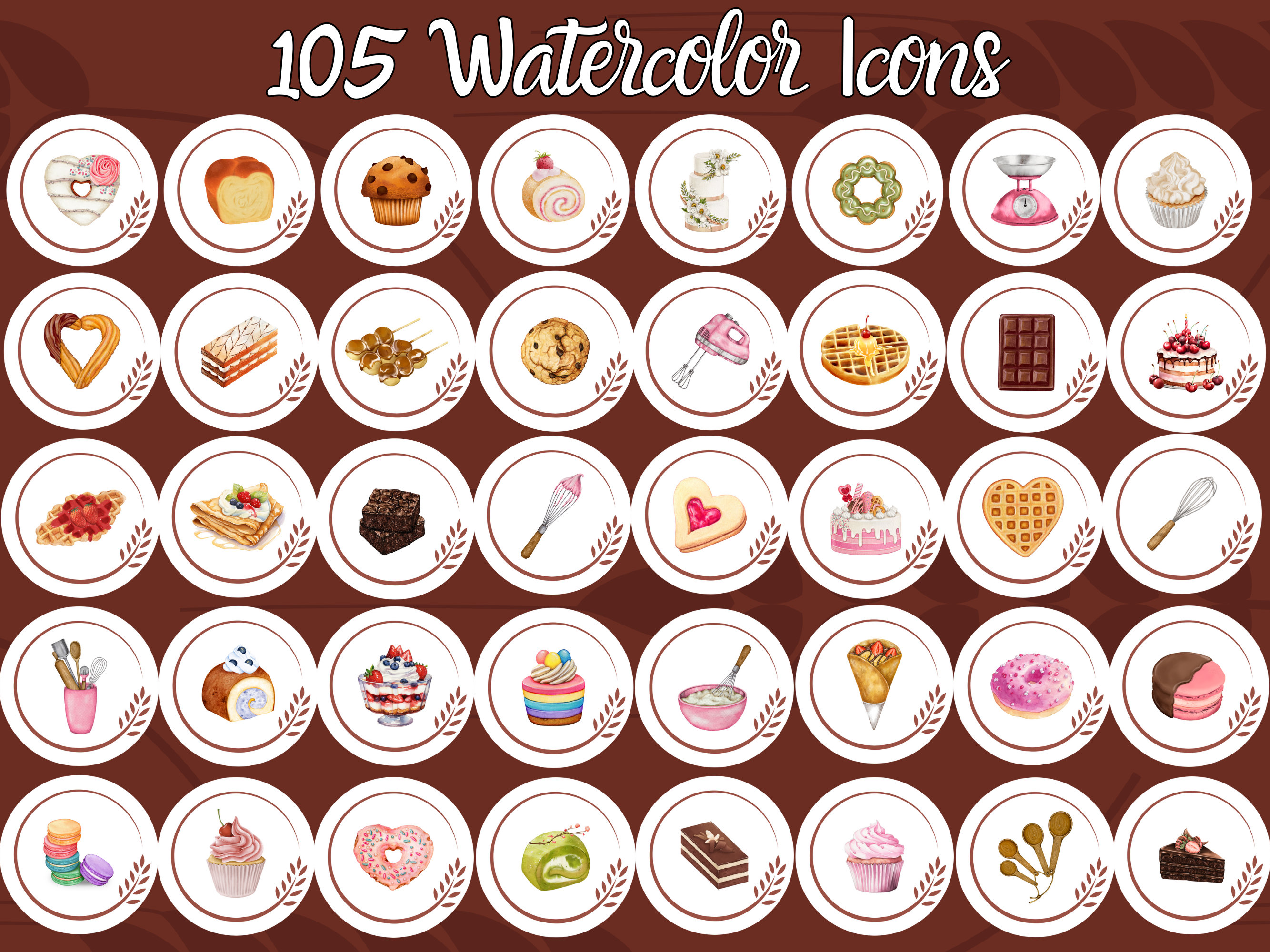 Bakery Instagram Highlight Covers, Watercolor Desserts IG Highlight ...