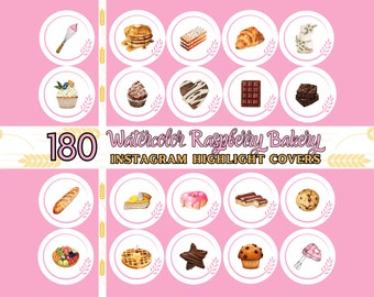 Bakery Instagram Highlight Covers, Watercolor Desserts IG Highlight ...