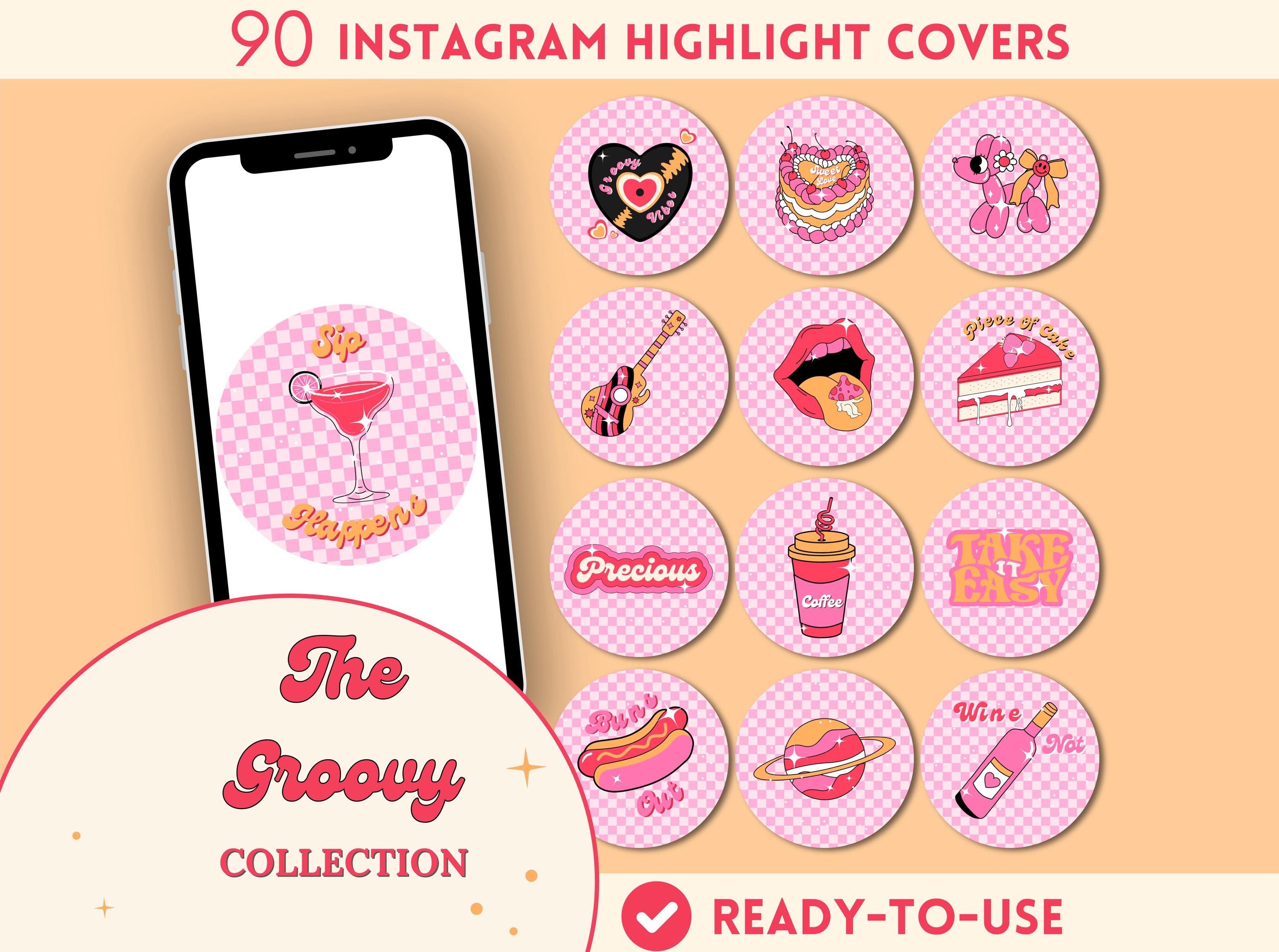 Retro Instagram Highlight Covers, Groovy Cover Icons, Colorful Story ...