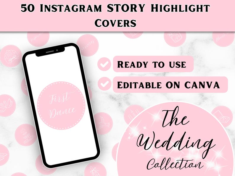 Salmon Pink Wedding Instagram Highlight Covers: Floral Bows Canva ...