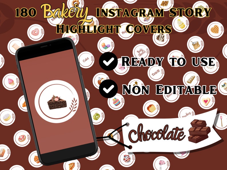 Bakery Instagram Highlight Covers, Watercolor Desserts IG Highlight ...
