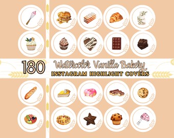 Bakery Instagram Highlight Covers, Watercolor Desserts IG Highlight ...