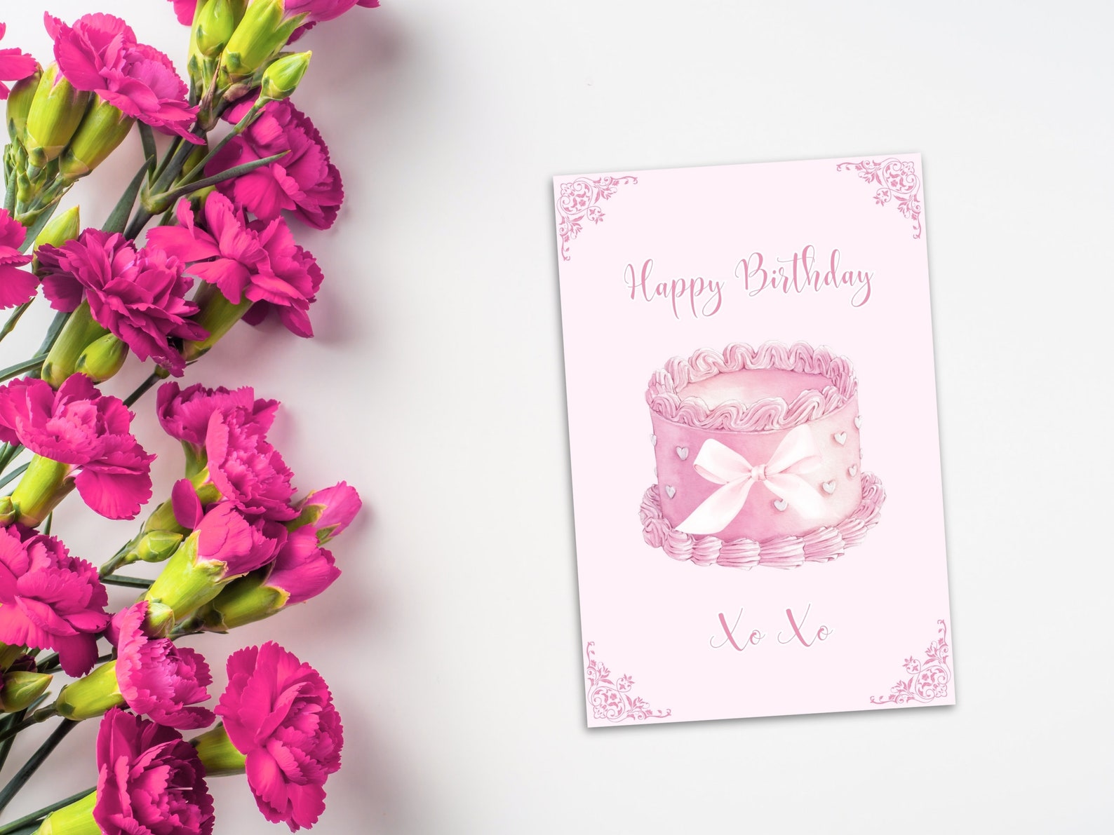 Coquette Birthday Card Printable Pink Greeting Card Girlfriend Gift ...
