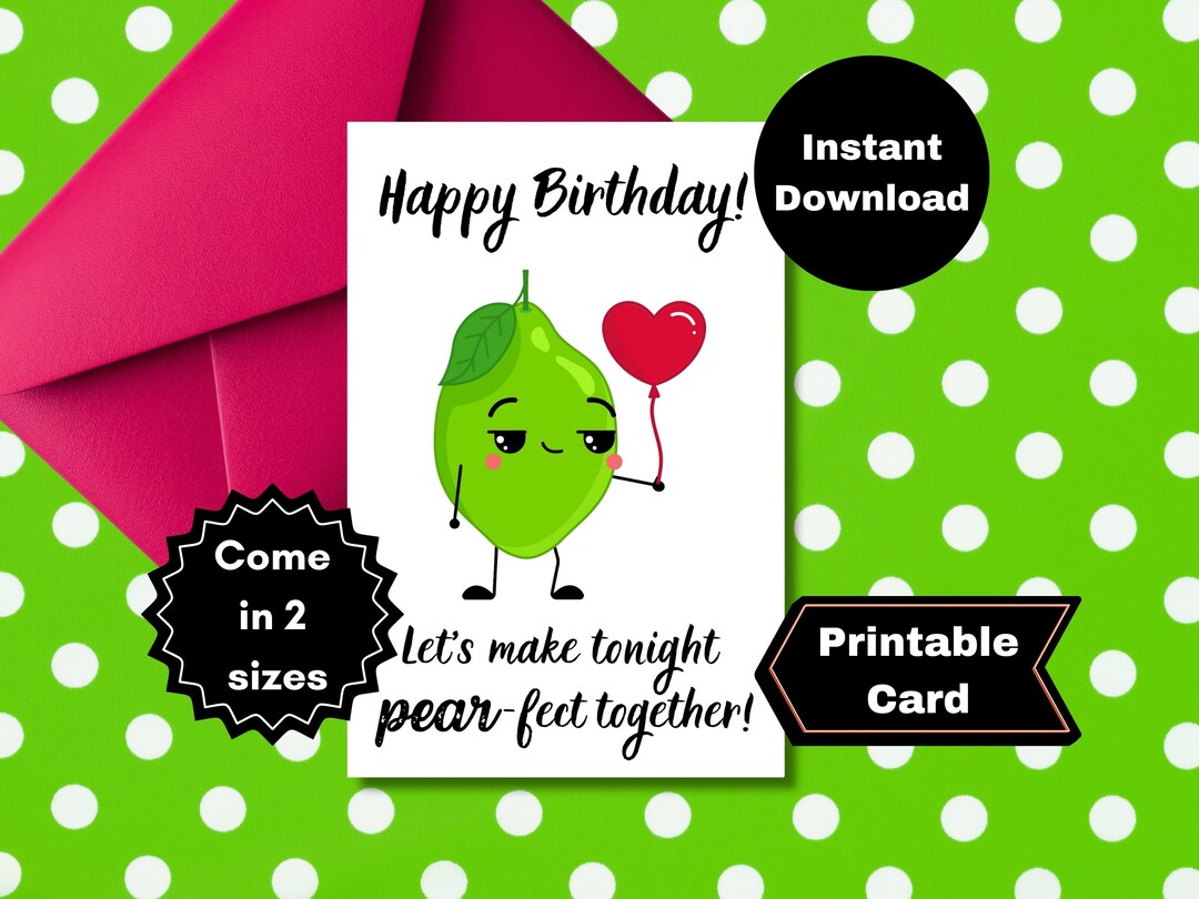 Punny Printable Card, Pear Card, Funny Girlfriend Birthday Card ...