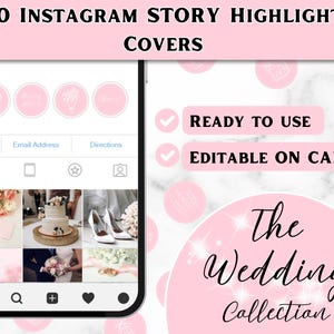 Salmon Pink Wedding Instagram Highlight Covers: Floral Bows Canva ...