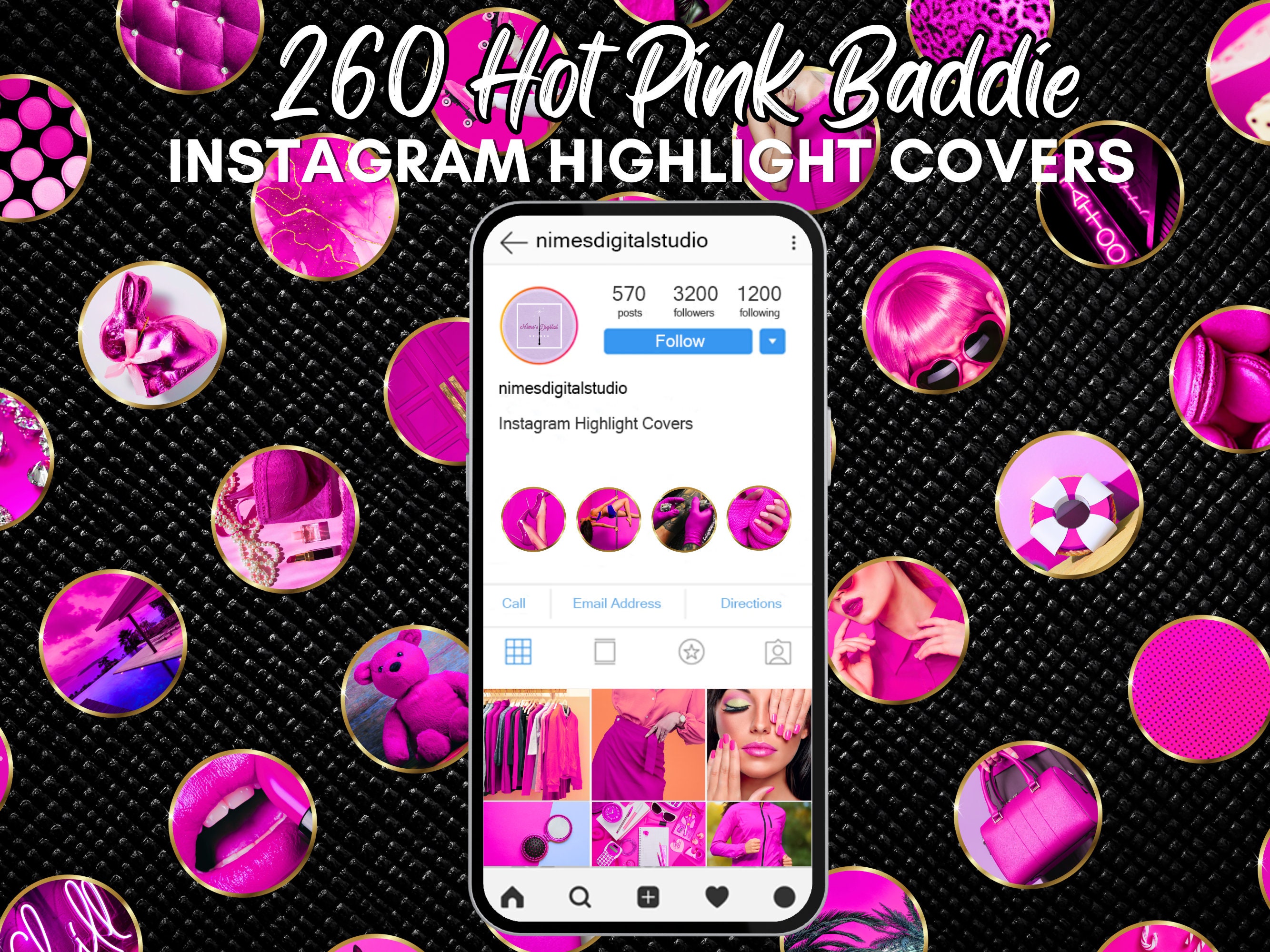 200+ Hot Pink Baddie Story Highlight Covers, Neon Pink Instagram ...