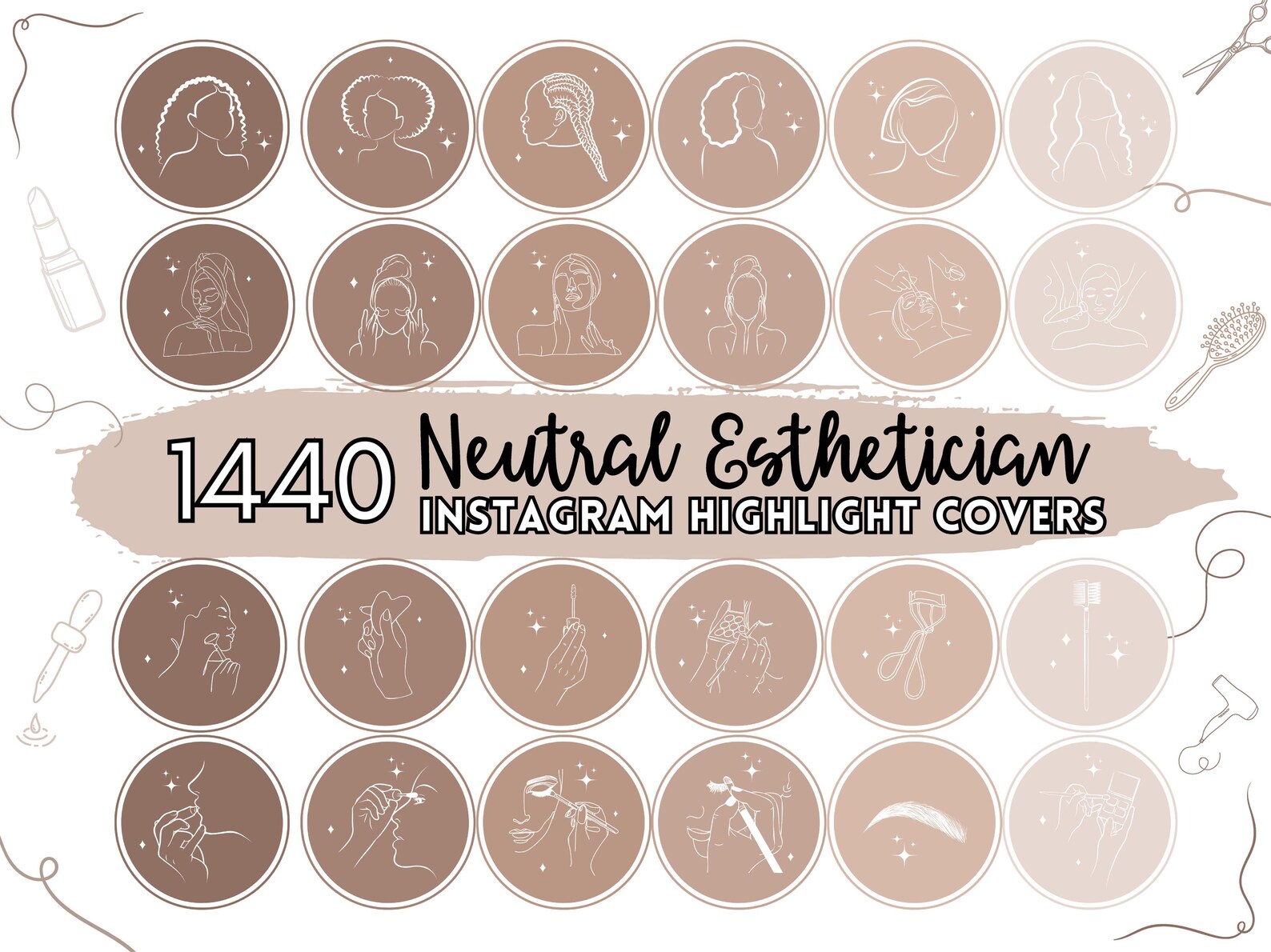 1400 Neutral Instagram Highlight Covers, Boho Aesthetic Insta Icons ...