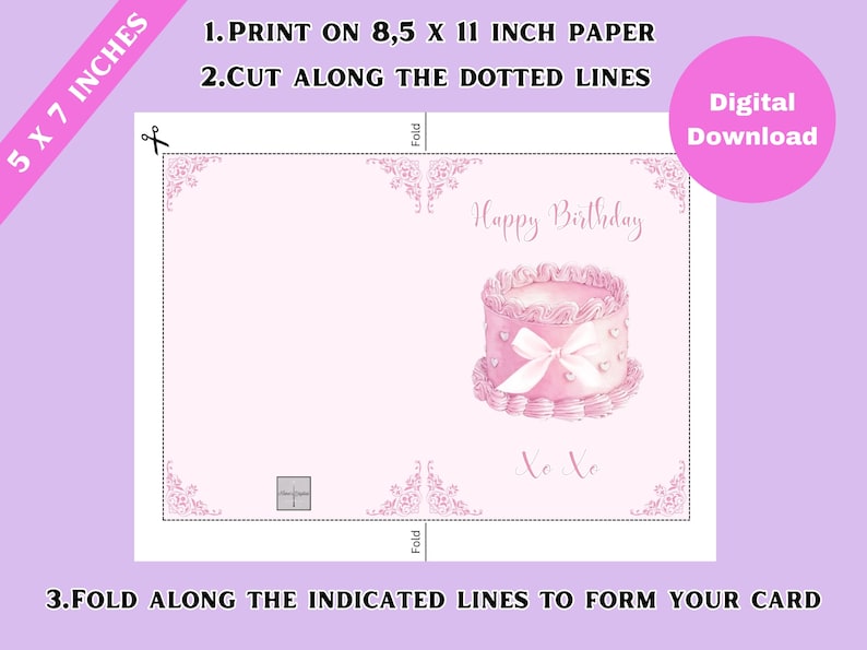 Coquette Birthday Card Printable Pink Greeting Card Girlfriend Gift ...