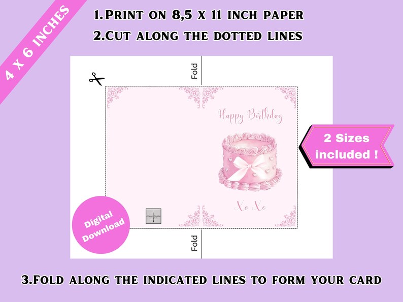 Coquette Birthday Card Printable Pink Greeting Card Girlfriend Gift ...