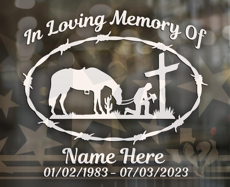 In Loving Memory Cowboy Vinyl Decal: Memorial Car Decal - Etsy