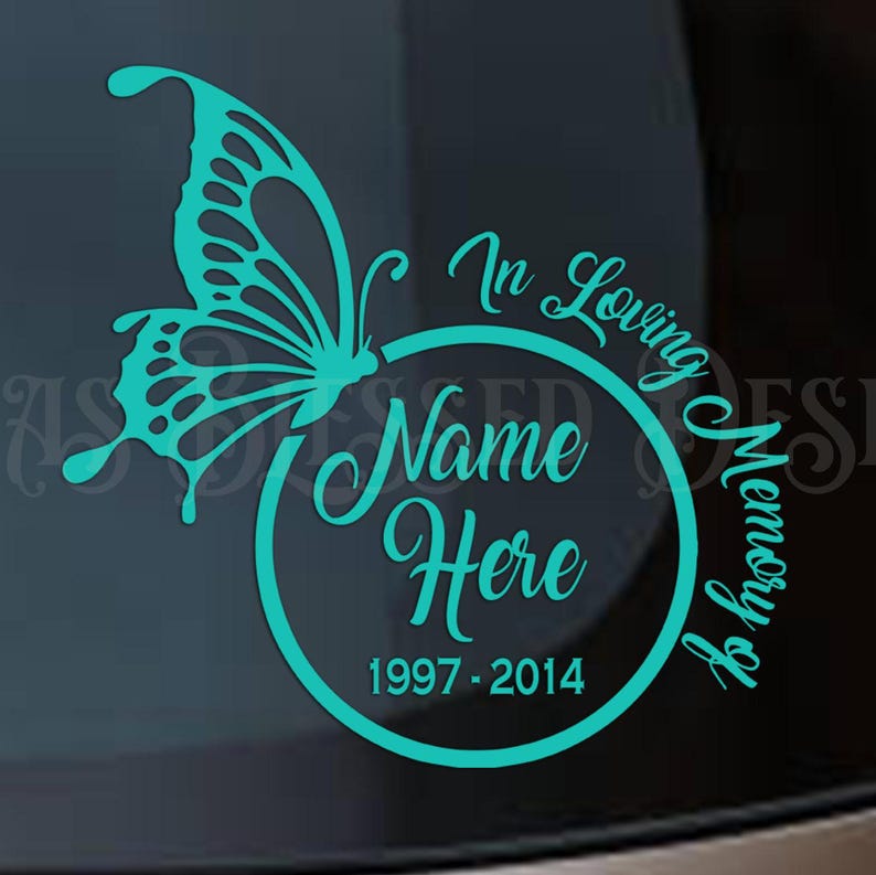 In Loving Memory Butterfly Wings Vinyl Decal Memorial for Loved One ...