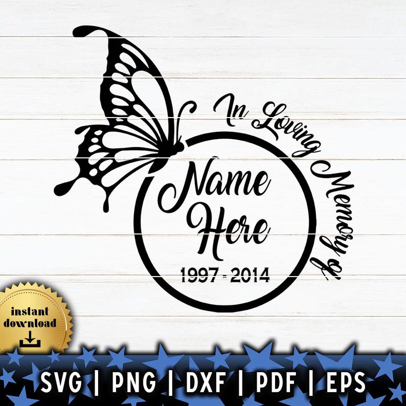 In Loving Memory Butterfly Wings SVG | Butterfly in Memory Funeral ...