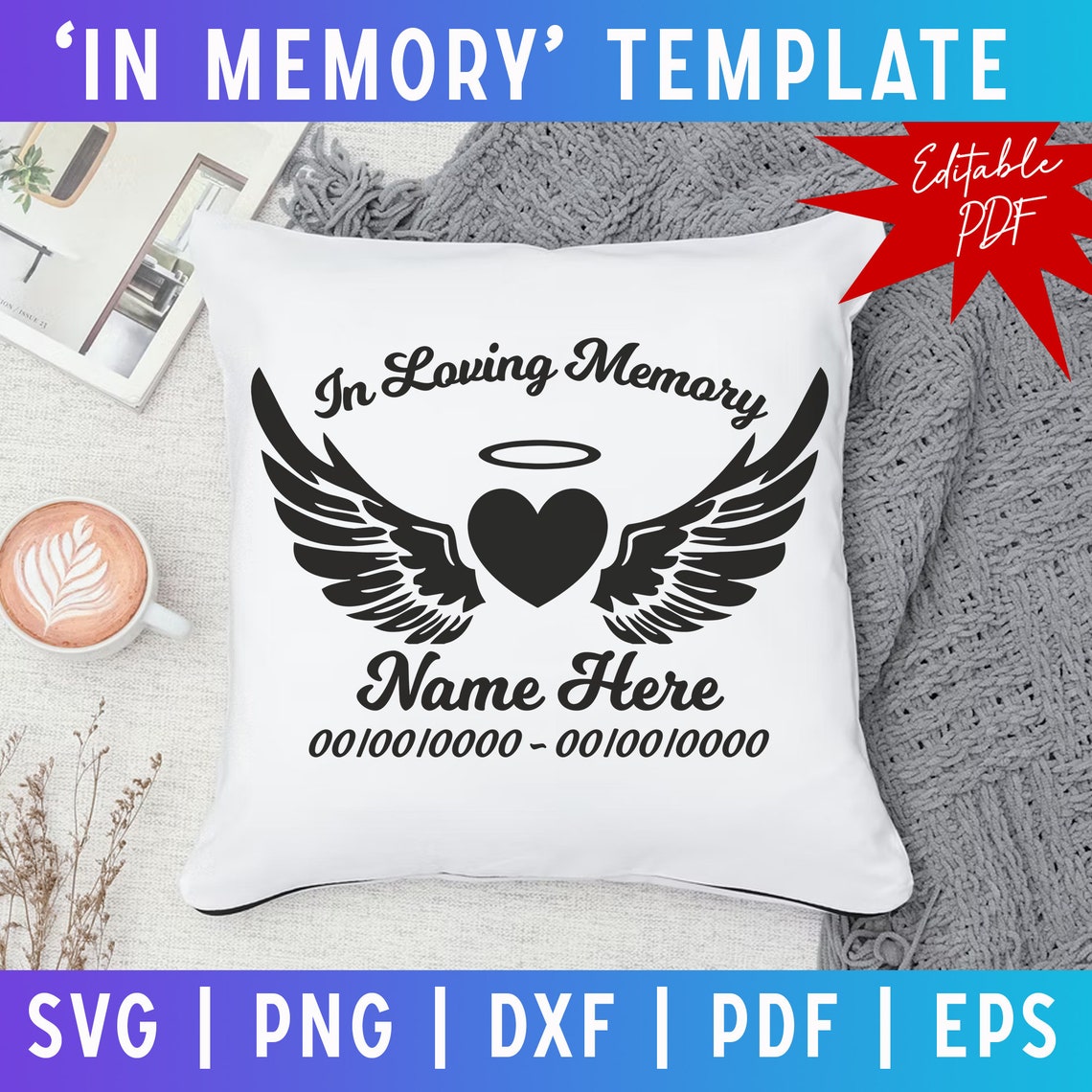 In Loving Memory Wings SVG: Funeral Memorial Design (digital File) - Etsy