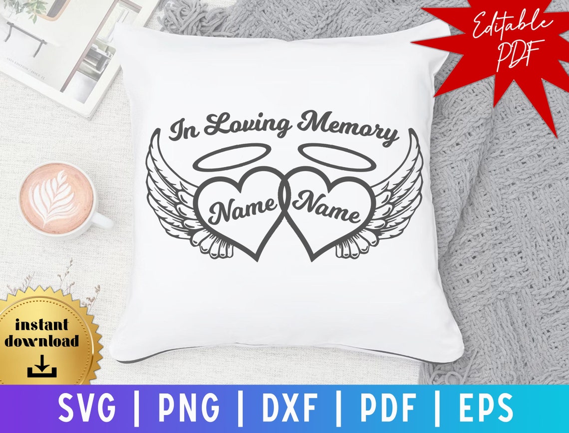 In Loving Memory Two Hearts SVG Parents in Memory Funeral Design ...