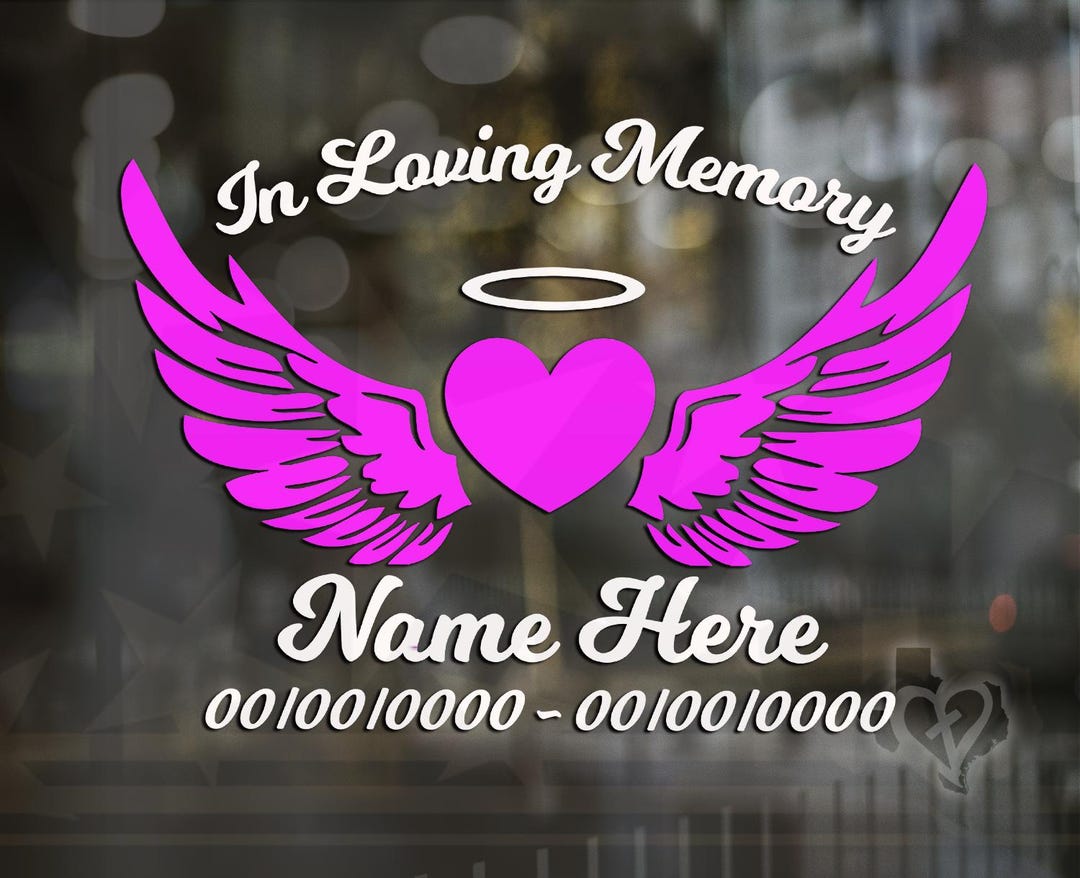 In Loving Memory Heart Wings Vinyl Decal: Memorial Decal - Etsy