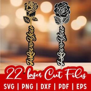 22 Laser Cut Rose Files | Valentine's Day Mother’s Day Rose Cut File ...