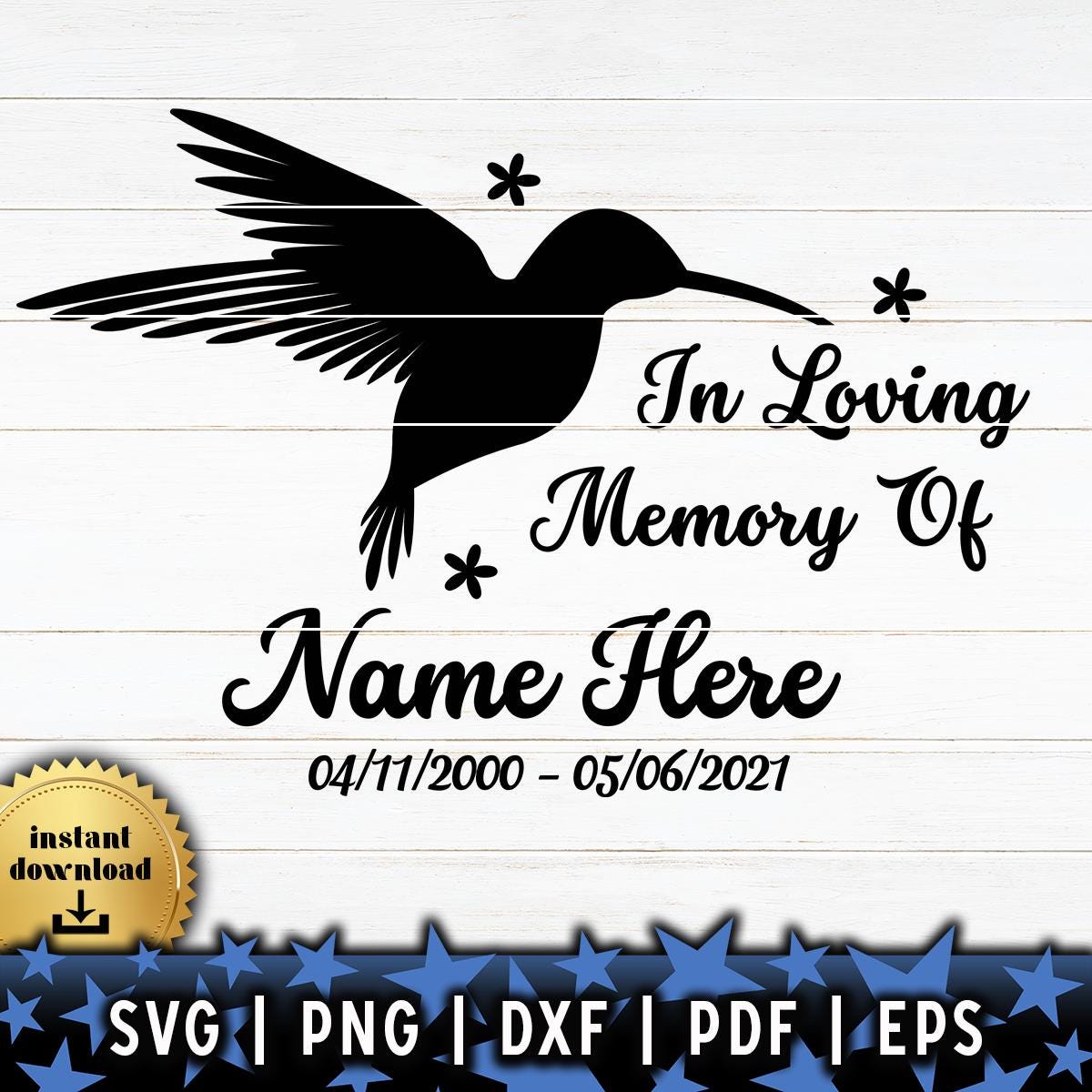In Loving Memory Hummingbird SVG | Hummingbird in Memory Funeral Design ...