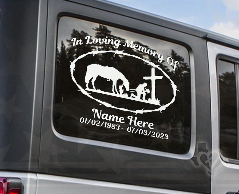 In Loving Memory Cowboy Vinyl Decal: Memorial Car Decal - Etsy