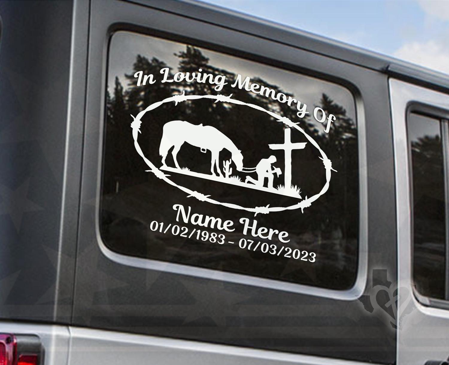 In Loving Memory Cowboy Vinyl Decal | Memorial for Loved One Vinyl ...