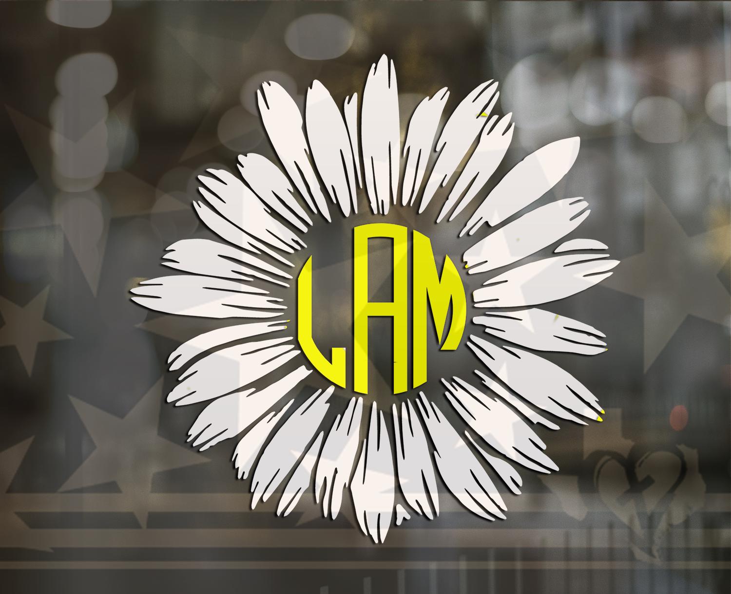 Daisy Monogram Custom Vinyl Decal: Personalized Flower Decal - Etsy