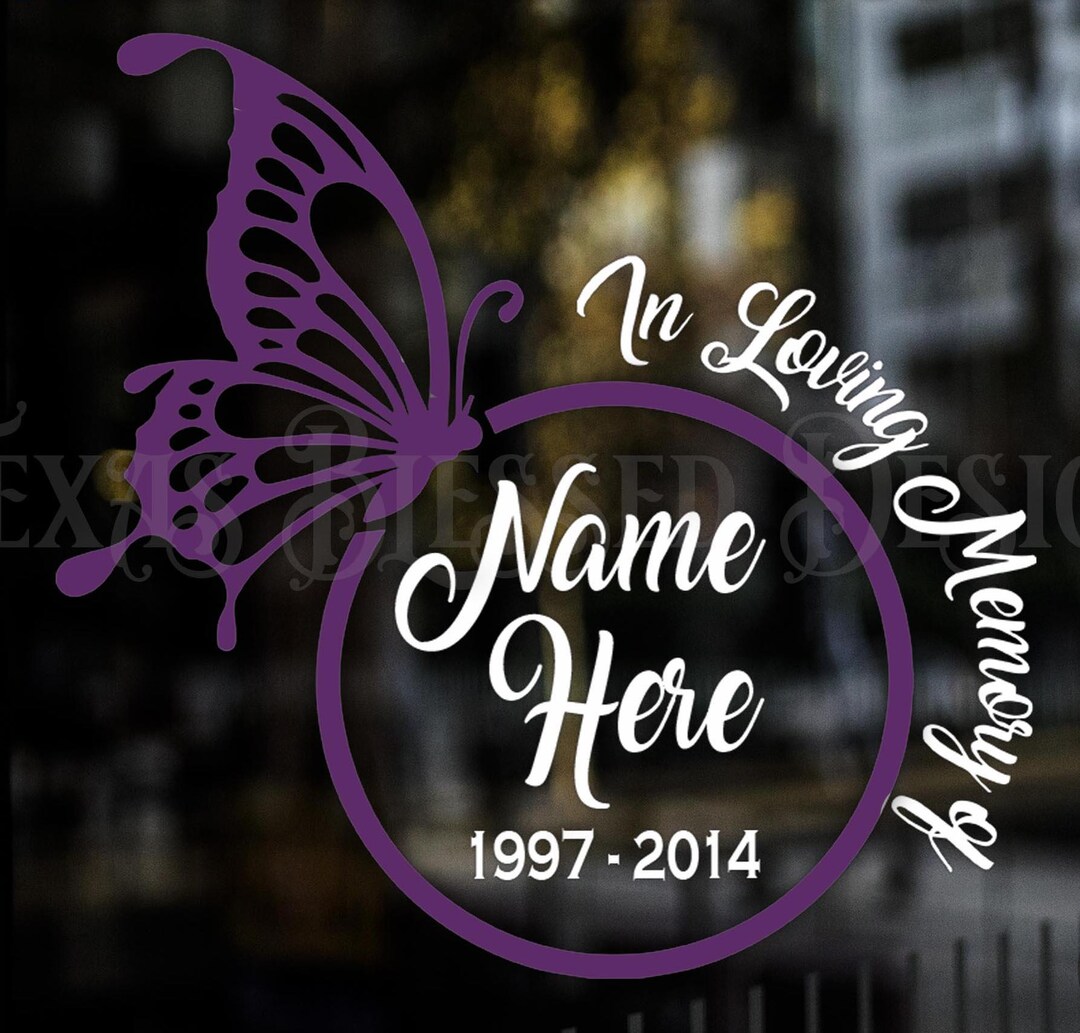 In Loving Memory Butterfly Wings Vinyl Decal Memorial for Loved One ...