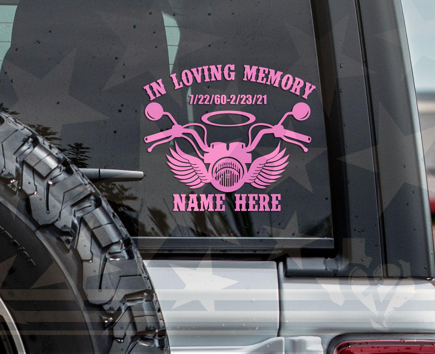 In Loving Memory Motorcycle Biker Memorial for Loved One Vinyl Decal in ...