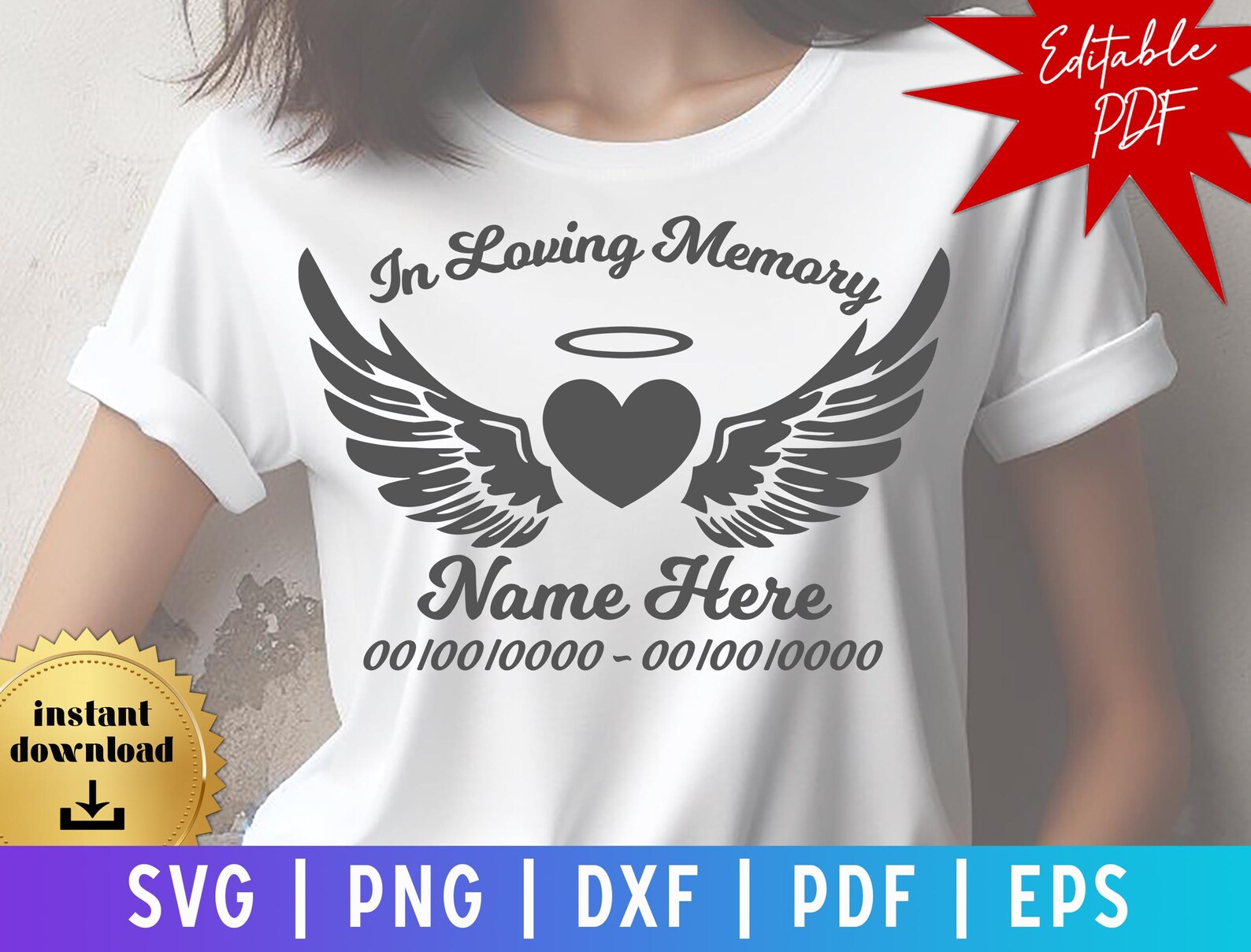In Loving Memory Wings SVG: Funeral Memorial Design (digital File) - Etsy