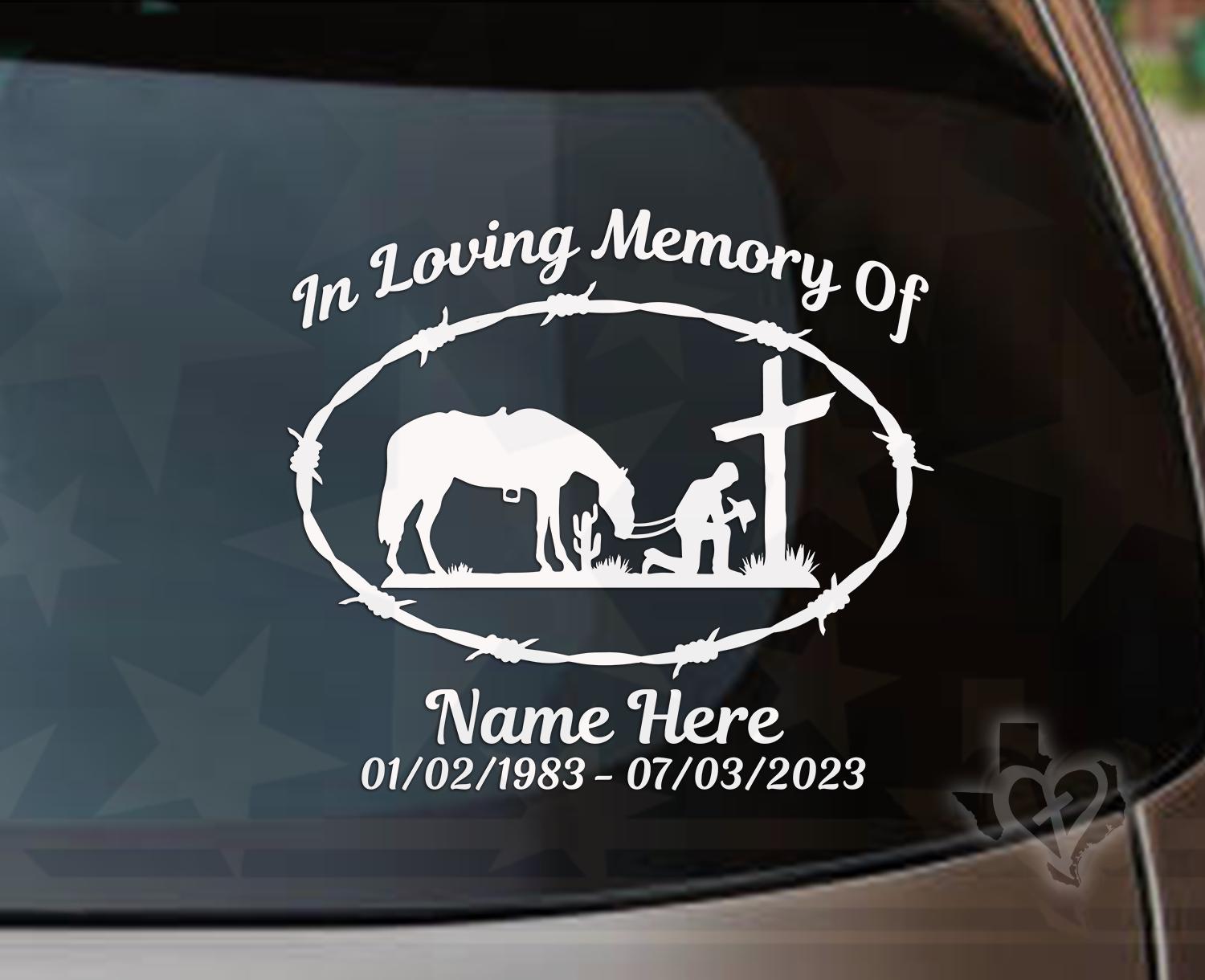 In Loving Memory Cowboy Vinyl Decal | Memorial for Loved One Vinyl ...
