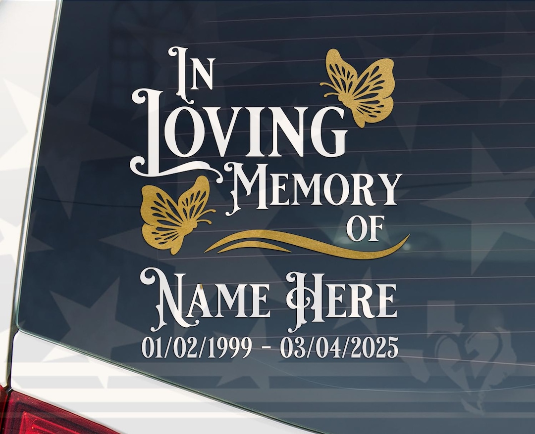 Custom Memorial Butterfly Decal – in Loving Memory Car Window Sticker ...
