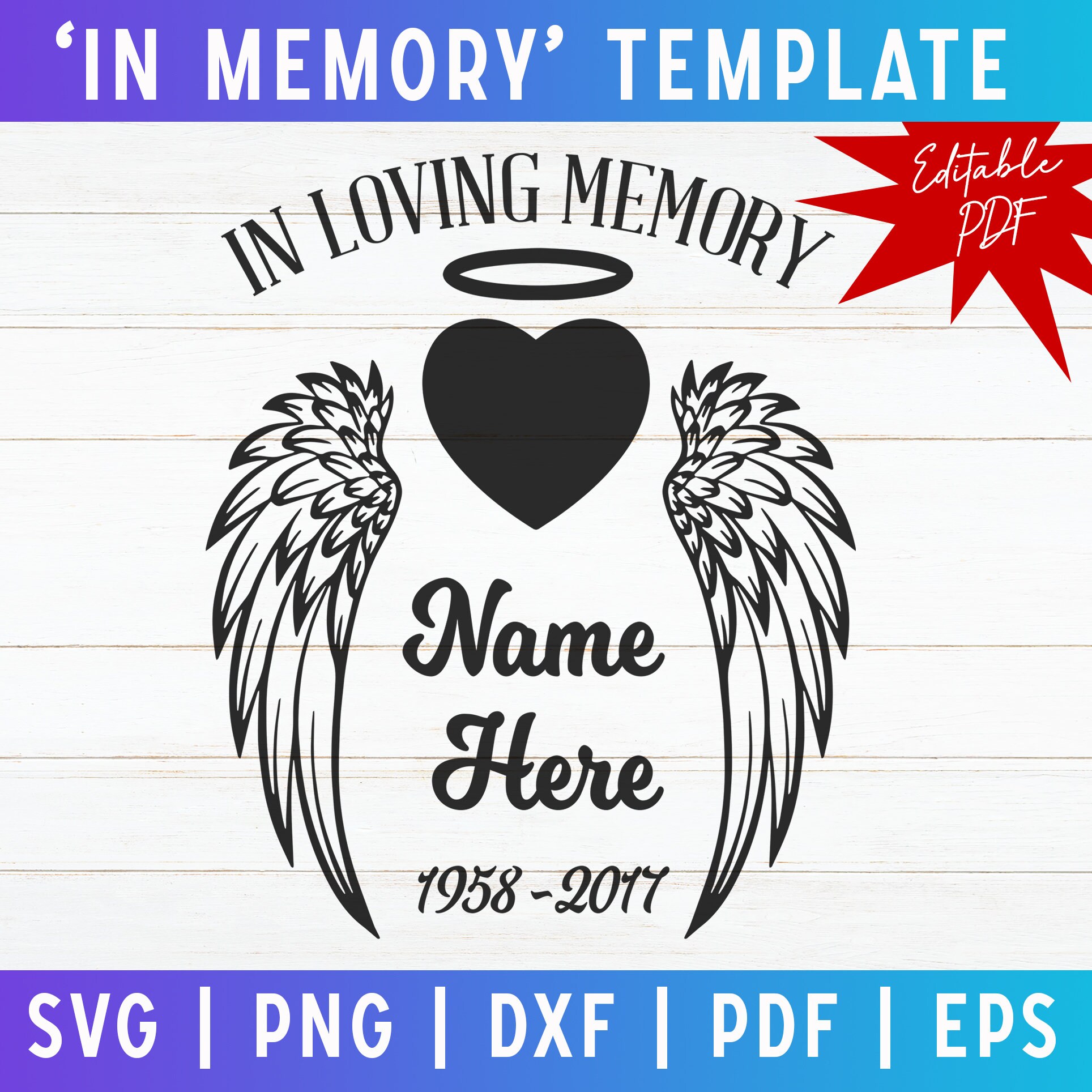 In Loving Memory Wings SVG Heart Angel Wings in Memory Funeral Design ...