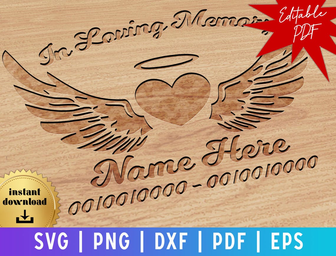 In Loving Memory Wings SVG: Funeral Memorial Design (digital File) - Etsy