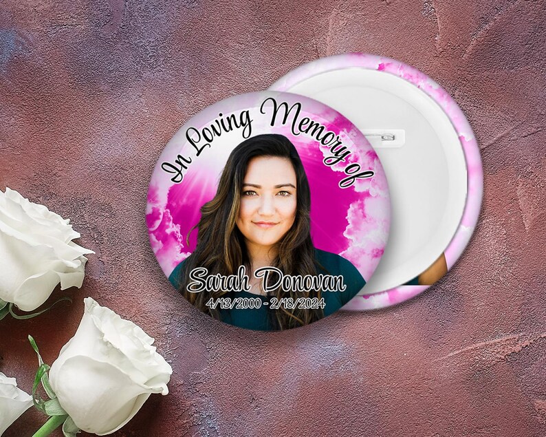 Personalized Memorial Button Pin: Forever in Our Hearts, Funeral ...